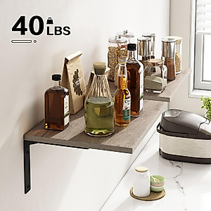 Inforth Deep Wall Shelves, Floating Shelves for Wall Display, 12” Wide Wall Mounted Shelves for Living Room, Bedroom, Kitchen, Office Decor, Modern Hanging Bookshelf (Grey, 16 * 12 Inches)