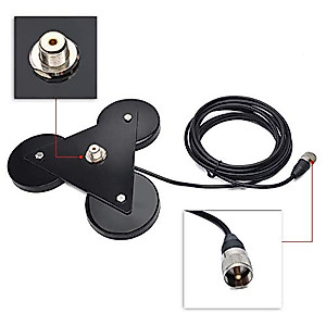 HYS Heavy Duty Mobile Car/Truck SO-239 8.8inch Triangle Magnet Mount Base W/5M(16.4ft) RG58 Coaxial Cable PL-259 Plug