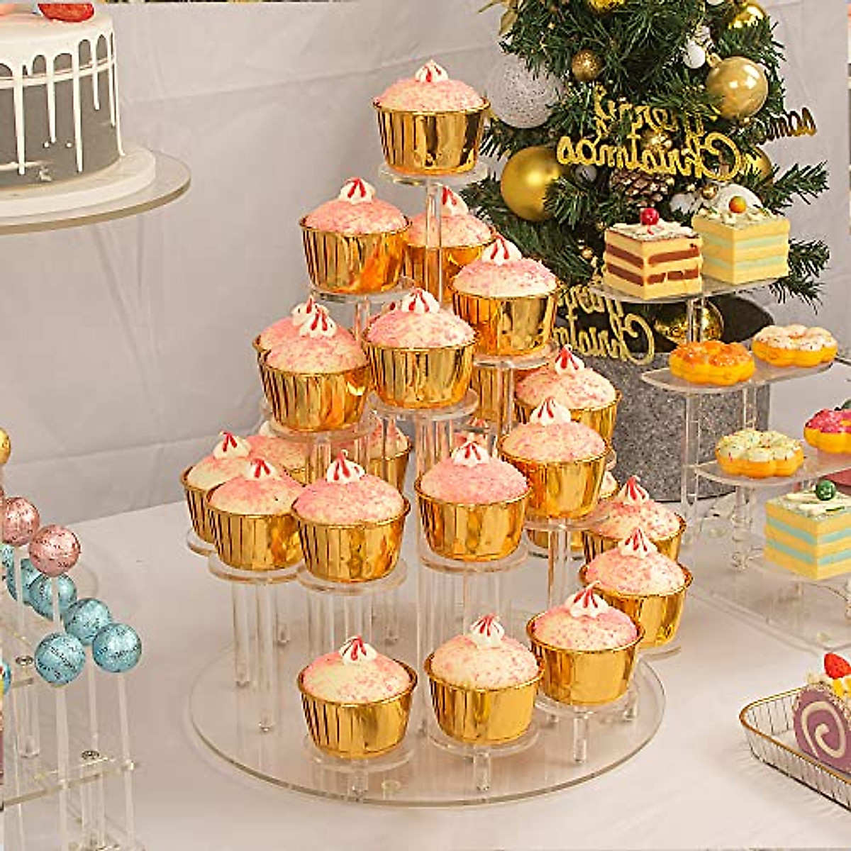 Acrylic Cupcake Stand for 24 Cupcakes Holder, Dessert Stand Premium Cupcake Display Stand Cupcake Tower Pastry Serving Display for Party Wedding Birthday