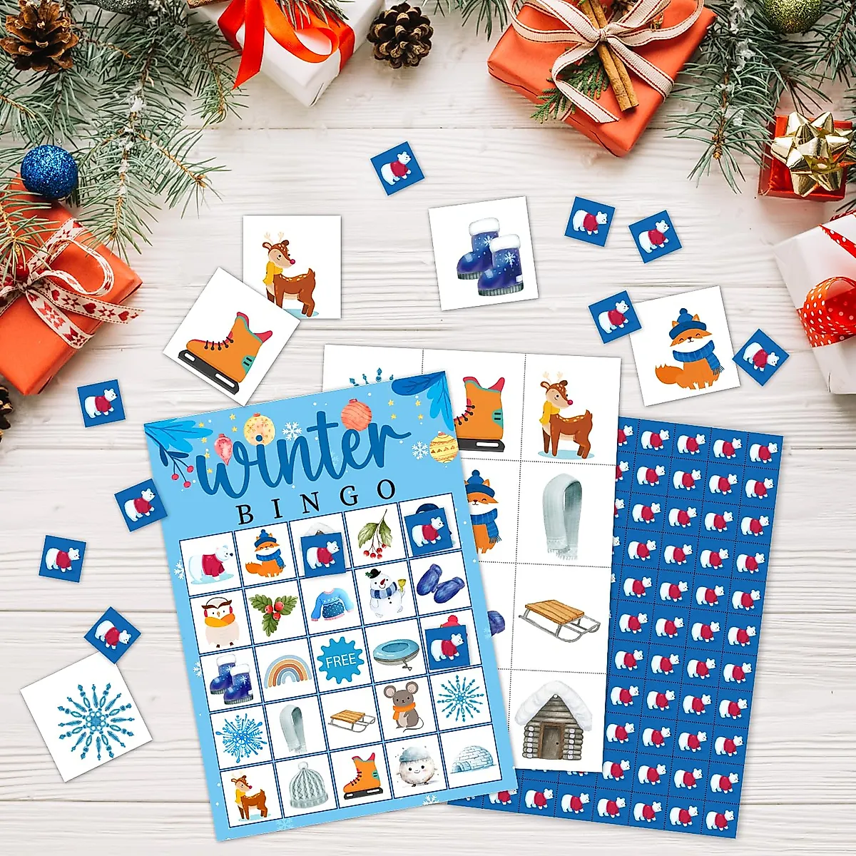 Haipino Christmas Bingo Party Game for 24 Players - Family Activities, Party Supplies, Favor Gifts for Women - JY965