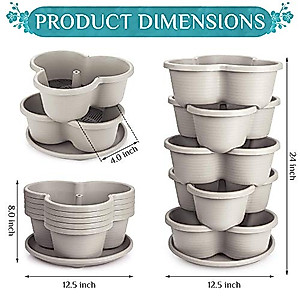 Amazing Creation Stackable Planter, Vertical Garden Planter, Strawberry Planter, Indoor/Outdoor Planters, 5 Tier Garden Tower, Herb Planter for Growing Vegetables Garden and Succulents (Off White)