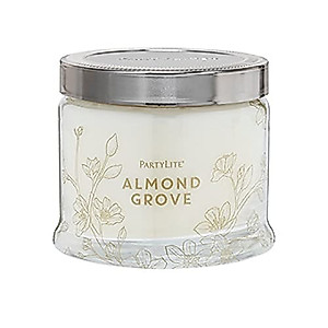 PartyLite Almond Grove 3-Wick Jar Candle, Highly Fragranced Clean Burning Glass Candle, 25-45 Hours Burn Time (Almond Grove)