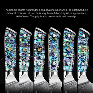 XT XITUO Knife set Knife Professional Kitchen Japanese Knife Set Steel Chef Knife Abalone Shell Handle Santoku Meat Vegetable Cleaver Cut Cutting Vegetable (8PC Chef Knife Set)