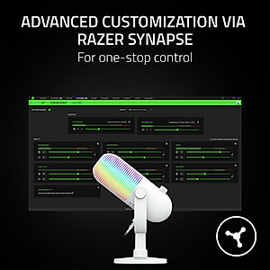 Razer Seiren V3 Chroma RGB USB Microphone: Stream & Game Reactive Lighting - Tap-to-Mute Sensor Condenser Mic - Digital Gain Limiter & Shock Absorber PC, Discord, OBS Studio, XSplit White (Renewed)