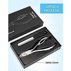 Gobeigo Dog Nail Clippers with Nail File, Professional Heavy Duty Dog Nail Trimmer, Full Martensite Steel Razor Sharp Blade Best for Large Dogs/Thick Toenail Pets/Old Cat, Ergonomic Non-Slip Handles