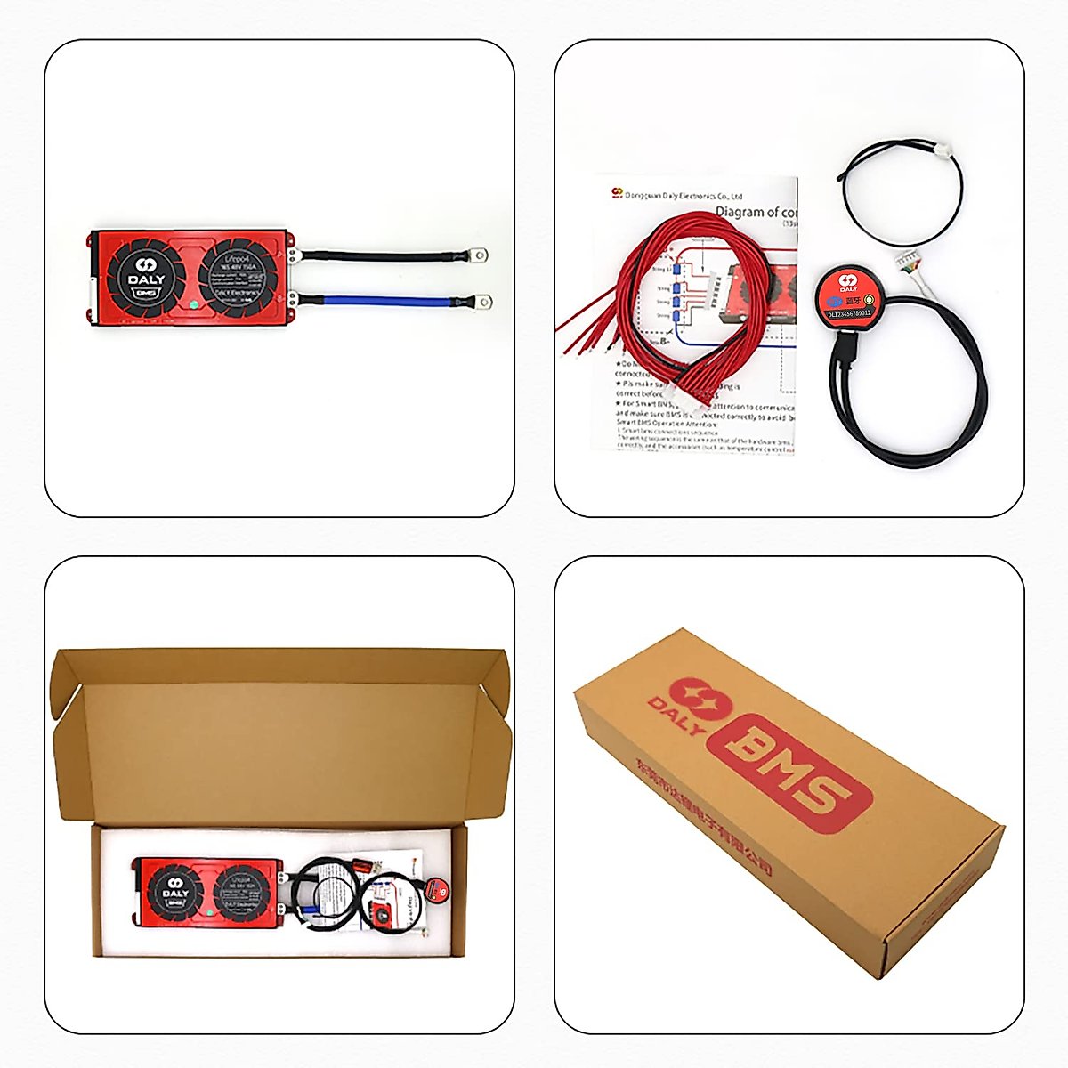 DALY Smart BMS 24V L-ion 7S 120A with Bluetooth Module Resetting Program Common Port for DIY Lithium Battery Pack(Smart BMS,120A)