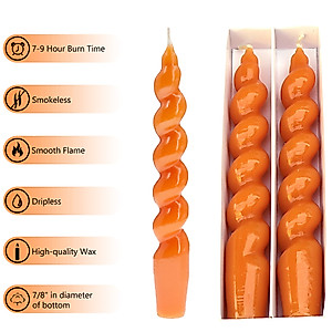 Gedengni Candlestick Short Taper Candle - 7 inches Cute Candle Sticks Orange Tapered Candles Pumpkin Twisted Candlestick for Holiday Wedding Women Gifts(2D-Orange)