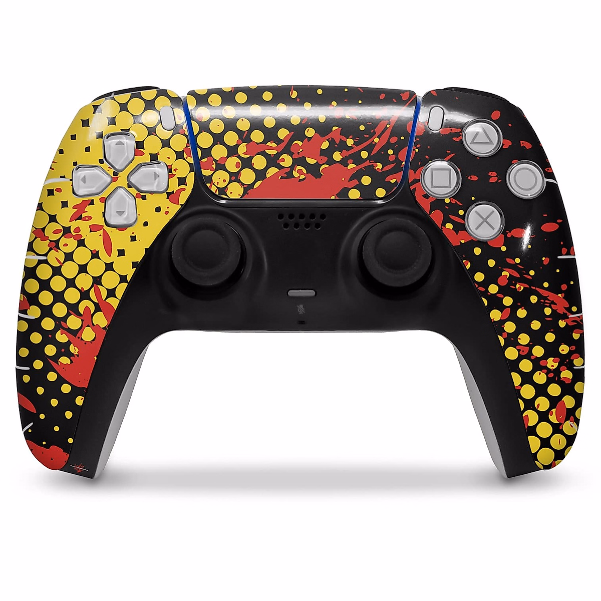 WraptorSkinz Skin Wrap compatible with Sony PS5 DualSense Controller Halftone Splatter Yellow Red (CONTROLLER NOT INCLUDED)