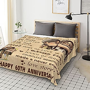 ZORKET 60th Wedding Anniversary Blanket Gifts for Couple Parents Ideas 60"x50"
