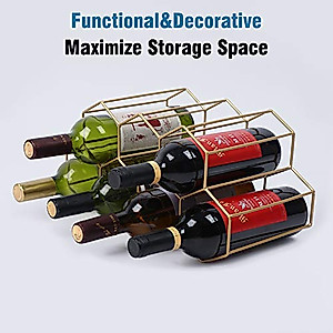 Urban Deco Countertop Wine Rack 7 Wine Bottle Holder for Wine Storage Small Wine Rack Gold Modern Wine Holders Stands for Counter Metal Wine Rack Table Top Wine Racks for Wine Bottle Storage