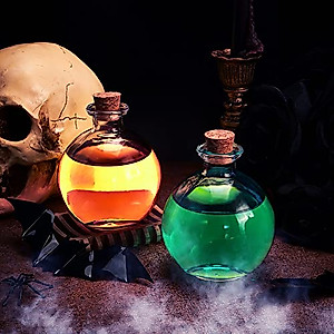 12 Pcs Spherical Glass Bottles with Cork 8.5 oz Round Potion Bottles Clear Halloween Potion Bottles Decor Decorative Glass Sphere Jar for Sand Costume Props DIY Crafts