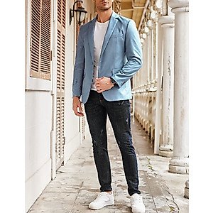 COOFANDY Mens Blazers Slim Fit Casual Summer Sports Coats Fitted Sport Jacket (Clear Blue XL)