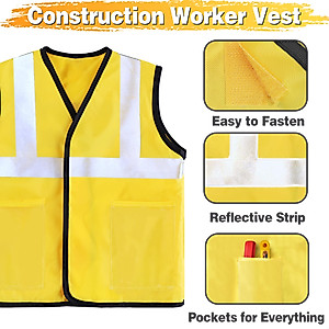 iPlay, iLearn Kids Construction Costumes, Toddler Worker Dress Up Clothes, Boys Pretend Builder Career Outfit, Halloween Role Play Toys, Tool Belt Vest Hat, Party Birthday Gift 3 4 5 6 Years Old Child