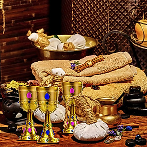 ZHURUININ 4 Pcs Medieval Molded Crown Goblets 8 oz Gold Jeweled Plastic Chalice King Queen Party Goblets Medieval Party Decorations for Carnival Party Drinking Decor Supplies (4)