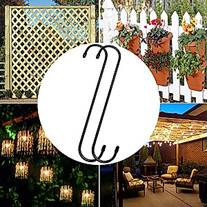 ESFUN 6 Pack 12 inch Extra Large S Hooks Black Heavy Duty Long S Hooks for Hanging Plant Extension Hooks for Kitchenware,Utensils,Pergola,Closet,Flower Basket,Garden,Patio,Indoor Outdoor Uses