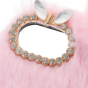 Plush Bunny Case for New SE 2, Adorable Fluffy Plush Faux Rabbit Fur Protective Case for girl, Cute Furry Soft Stuffed Plush Animal Cover for 7/8/SE 2020 (pink)