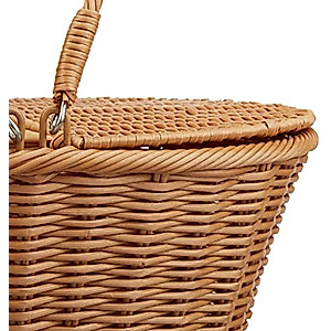 Kovot Poly-Wicker Picnic Basket | Measures 16" x 13.5" x 7.5" | for Picnics, Parties and BBQs | Hand Woven Polypropylene Fibers That Will Last