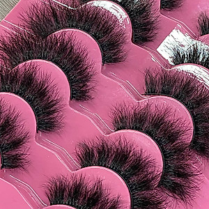 Mink Lashes Fluffy 8D False Eyelashes Wispy Eye Lashes Cat-Eye Long 18MM Dramatic FANXITON 7 Pairs Pack Volume Thick Faux Mink Lashes Multipack