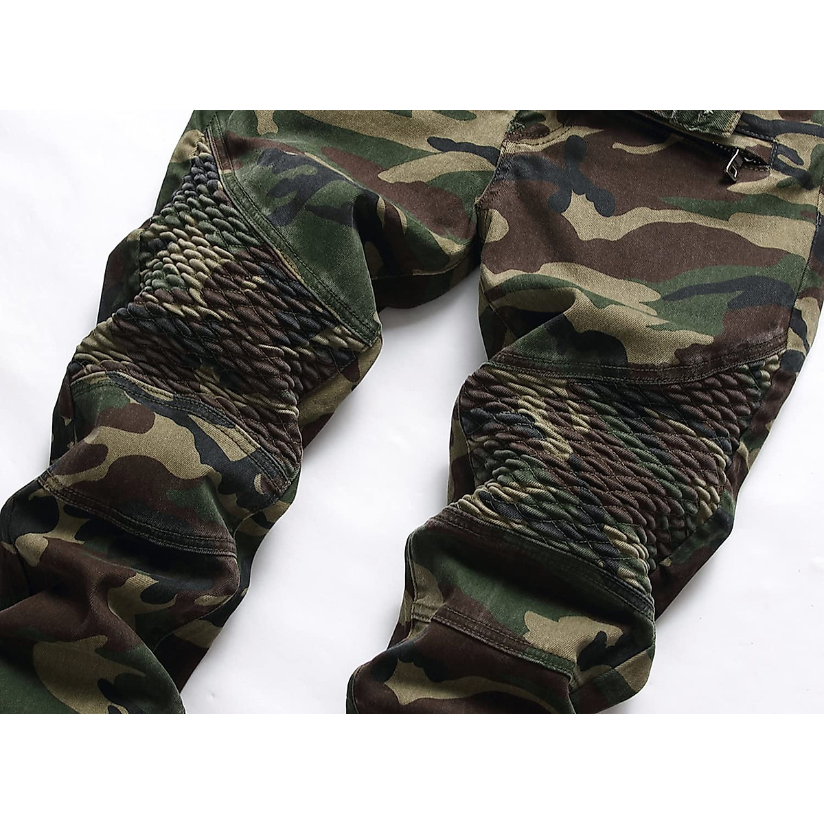 AITITIA Men's Regular Fit Biker Jeans (1544 Camo, 32)