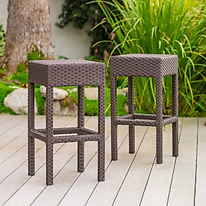 Christopher Knight Home Milton Outdoor Wicker Backless Bar Stools, 2-Pcs Set, Dark Brown