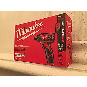 MILWAUKEE ELECTRIC TOOL 2401-22 M12 Cordless 12V Lithium-Ion Screwdriver with Two Batteries, Charger and Case, 1" x 1" x 1"