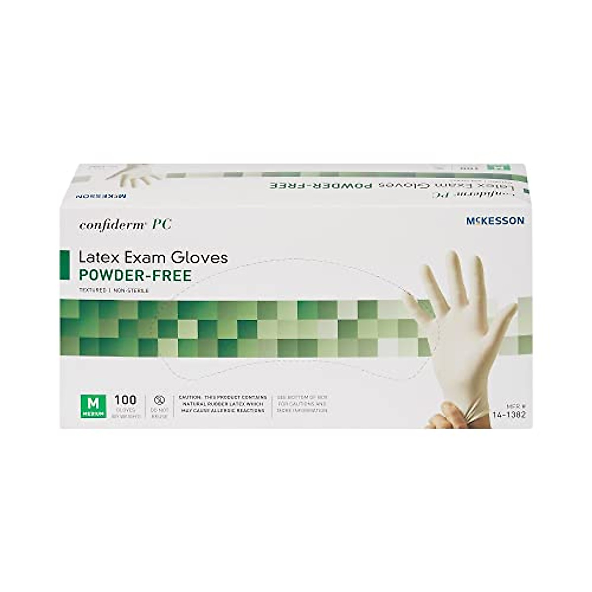 McKesson Confiderm PC Latex Exam Gloves - Powder-Free, Ambidextrous, Textured, Non-Sterile - Ivory, Size Medium, 100 Count, 1 Box