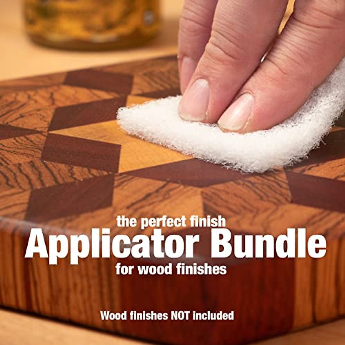 22 Piece Wood Finish Applicator Bundle • Includes 10 White Non-Woven Pads 2 Terry Cloth Buffing Towels and 10 Stirring Sticks for Applying Finishes • Wax • Wood Butter and More to Woodworking Projects