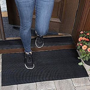 Sweet Home Stores Rubber Collection Multi-Purpose Rubberback Indoor/Outdoor Rubber Mat, 2' x 3', Black