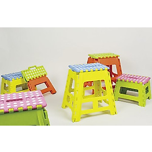 AZUMAYA BLC-312OR Cluster Stool, Folding Step Stool, Large, Orange