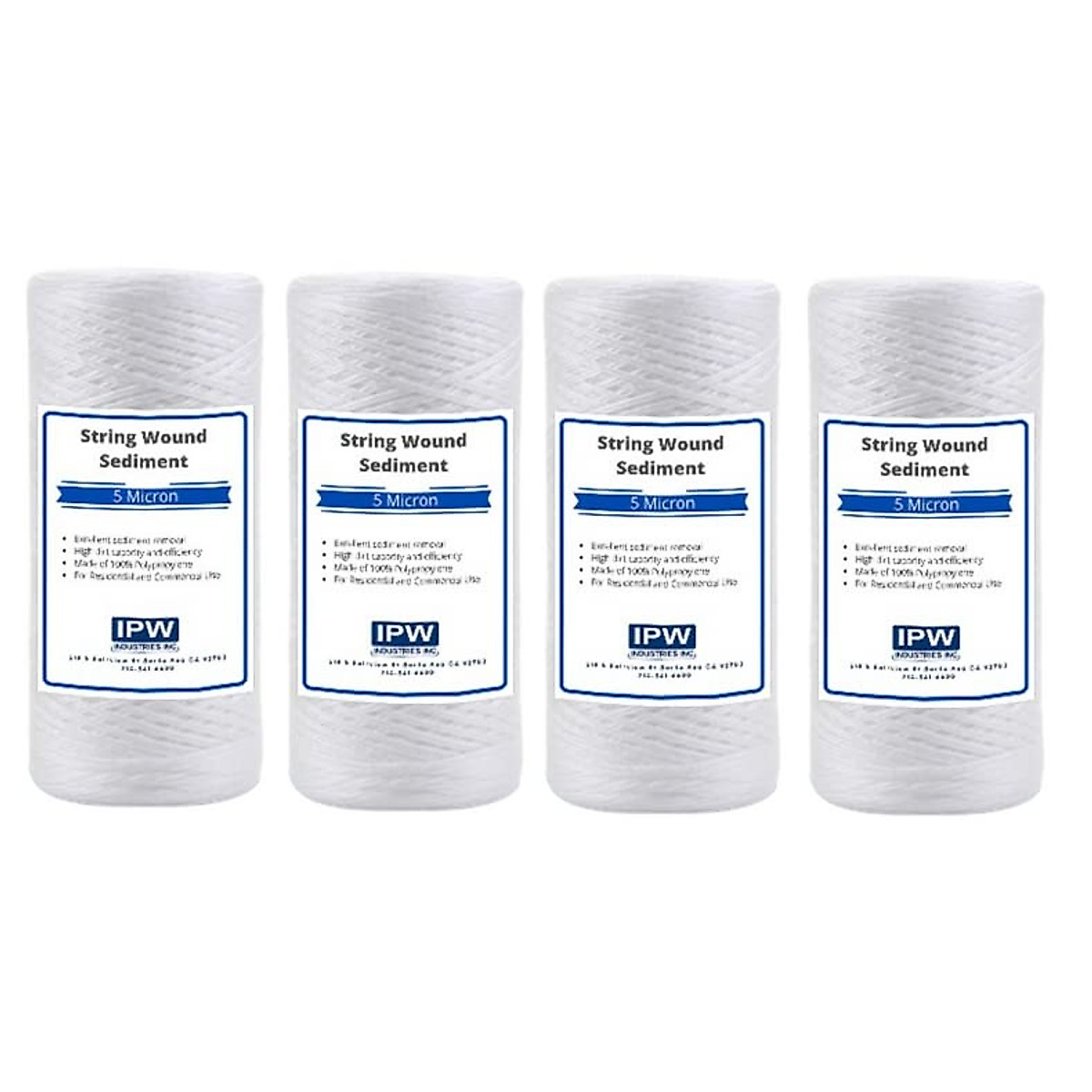 Pack of 4 Compatible Replacement for Pelican Water PC40 10" x 4.5" 5 Micron Sediment Replacement Filters by IPW Industries Inc.