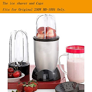 Bullet Replacement Cups with Blade Compatible with Magic Bullet Juicer by Wadoy, 16OZ Mixer Cup & 250W MB-1001 Cross Blade Accessor with Colored Lip Rings Mugs