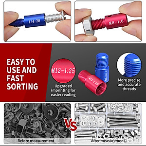 EAWONGEE Nut and Bolt Thread Checker Detachable Nut and Bolt Size Gauge Thread Gauge Suitable for Detecting Fixed Bolts or Threaded Holes in Enclosed Areas