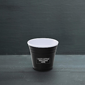 Custom Party Cup Shot Glasses 2 oz. Set of 10, Personalized Bulk Pack - Made with Hard Plastic, Great for Birthdays, Parties, Indoor & Outdoor Events - Black