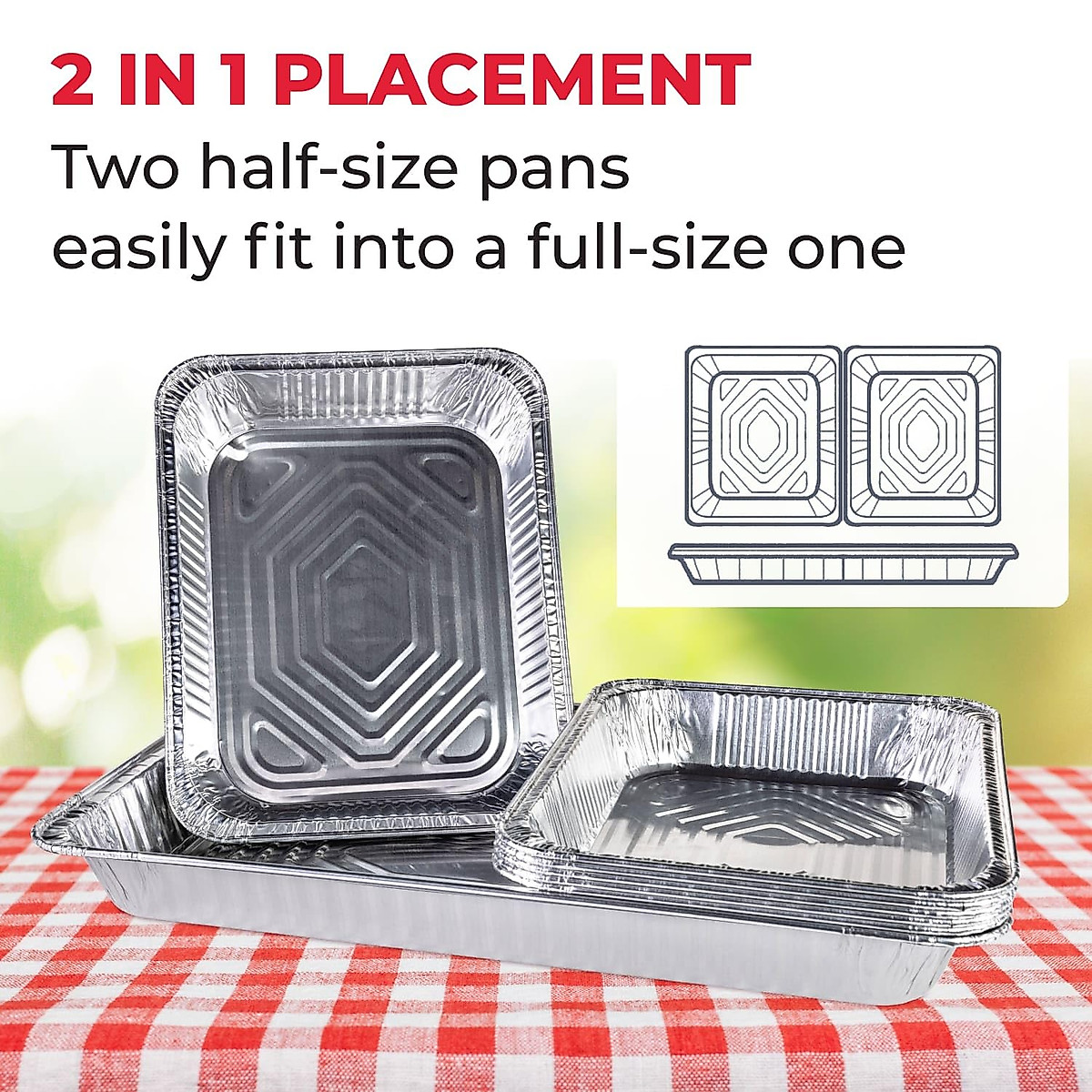 IDL Packaging Aluminum Foil Pans with Lids, Deep - 15 pc Chafing Dish Set - 5 Full Size and 10 Half Size Steam Table Pans + Lids - Disposable Cookware for Catering, Buffet, Party, BBQ