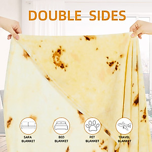 Segulah 60 Inch Tortilla Blanket for Adults and Kids, Double Sided Funny Food Blanket, 285 GSM Soft Flannel Round Taco Blanket for Home Travel Indoors Outdoors, Novelty Gifts