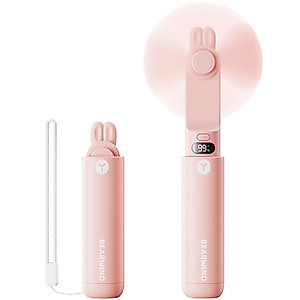 Bearwind Portable Handheld Fan, Personal Mini Travel Fan - Hand Held Fan, 2 Speed, LED Display, USB Rechargeable, Cute Lash Eyelash Pocket Fan