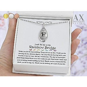 AX Minimalist Personalized Teardrop Urn Necklace For Dog Ashes, Rainbow Bridge Dog Necklace, Memorial Gifts, Rainbow Bridge Sympathy Gift (UNL-S23)