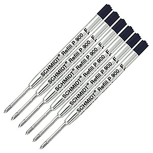 6 Pack - Refill Black-P900-Fine Tip Schmidt Parker Style Ballpoint Refill