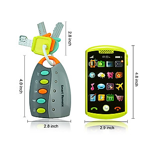 Ella Dream Musical Pretend Play Toys Set with Lights and Sounds, Smart Remote Car Key Toy for Toddlers 1-3 and Babies, Baby Phone Toys for Boys and Girls