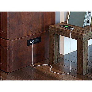 Bowery Hill Murphy Twin XL Bed Chest with Charging Station in Walnut