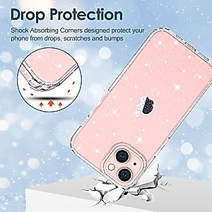 Hython Case for iPhone 13 Case Glitter, Cute Sparkly Clear Glitter Shiny Bling Sparkle Cover, Anti-Scratch Soft TPU Thin Slim Fit Shockproof Protective Phone Cases for Women Girls, Clear Glitter