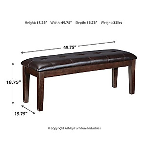 Signature Design by Ashley Haddigan Traditional Upholstered Dining Room Bench, Dark Brown