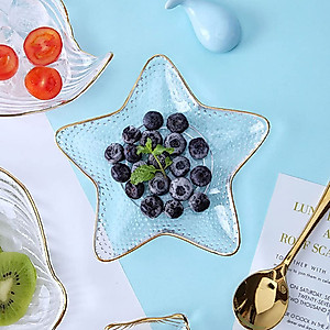 DOITOOL Star Shaped Glass Bowl Candy Bowl Fruit Salad Appetizer Plate Snack Dish Serving Plate for Kitchen