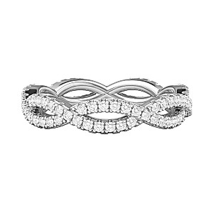 Sterling Silver Full Infinity Twist Genuine Moissanite Eternity Ring Wedding Band Matching Ring (7)