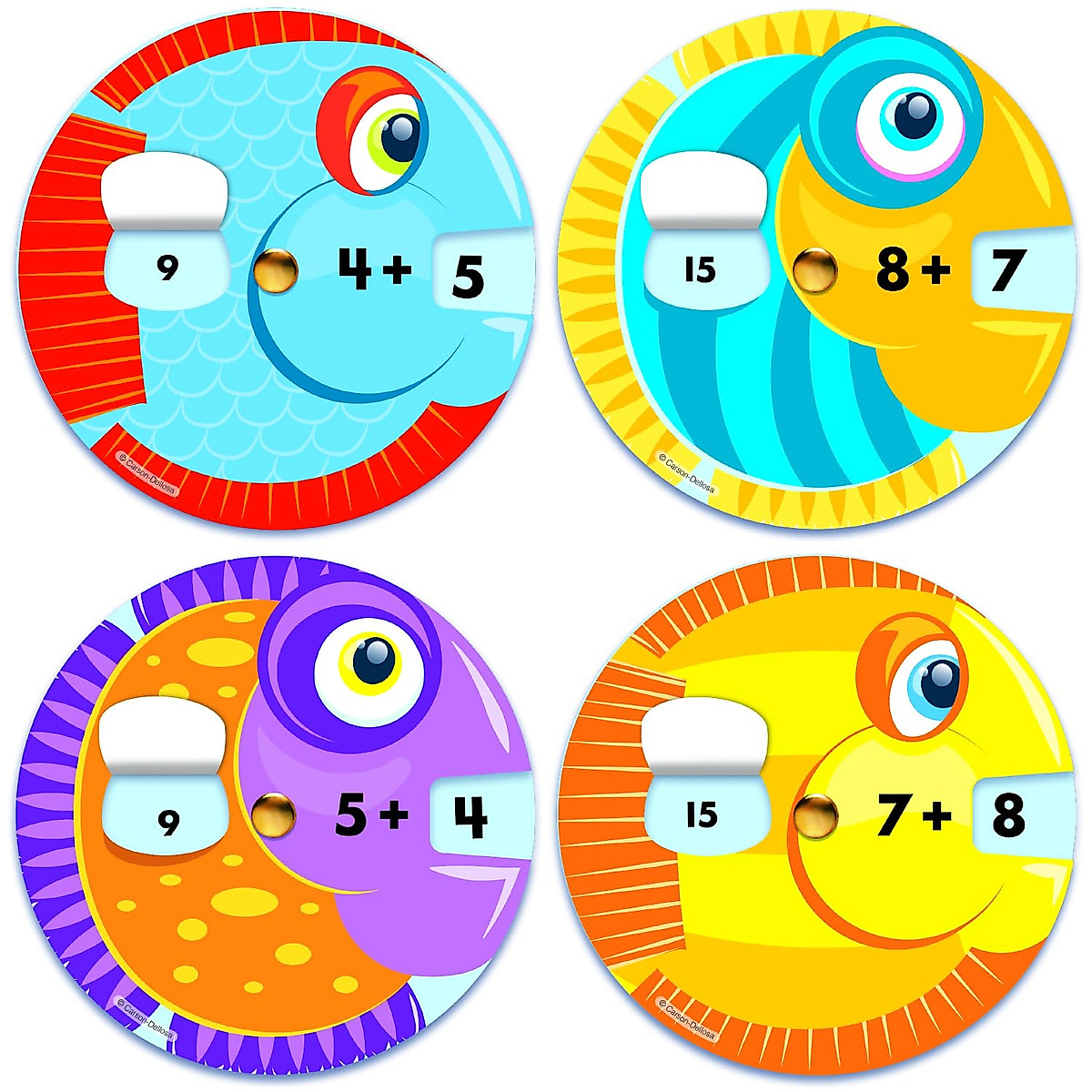 Carson Dellosa EZ-Spin Addition Math Manipulative, 18 Piece Bulletin Board Cutouts, Addition Bulletin Board and White Board Decorations, Math Classroom Décor