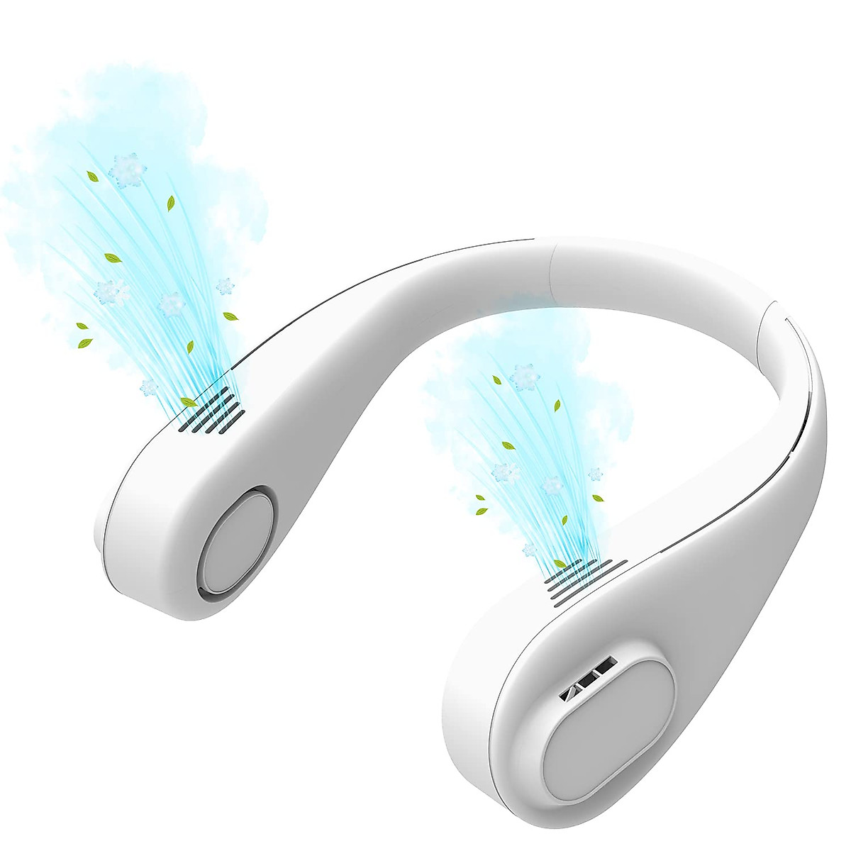 Northern Chill Portable Neck Air Cooler, Hands Free Fan, Headphone Design, 3000mAh USB Rechargeable Fan, Perfect for, Running, Camping, 3 Speed Modes, Compact, Portable, and Convenient (White)