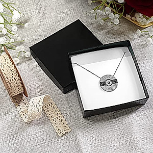 Cardboard Jewelry Boxes 10 Pack - 3.5"x3.5"x1" Bulk Cotton Filled Small Gift Boxes with Lids for Jewelry Packaging (Black Gloss)