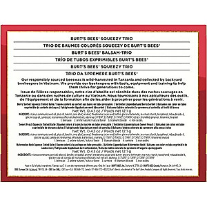 Burt's Bees Christmas Gifts, 3 Lip Care Stocking Stuffers Products, Squeezy Trio Tinted Lip Balm Set - Berry Sorbet, Sweet Peach & Watermelon Rush