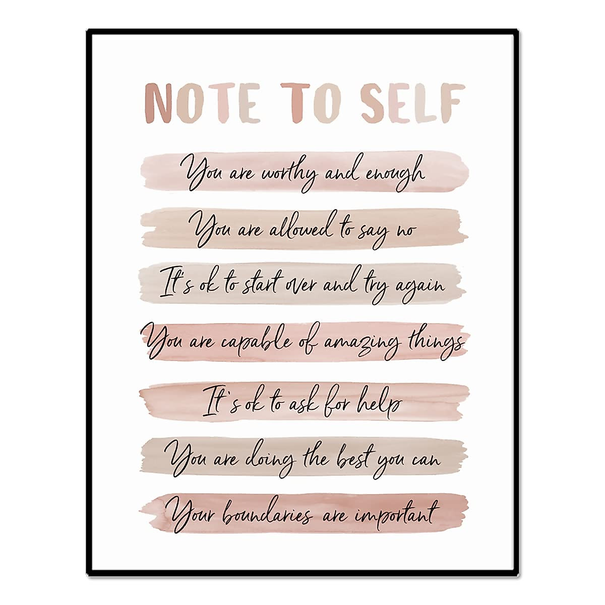 Note To Self, Self Care Sign, Social Worker Office Decor, Mental Health Wall Art, Counselling Sings, Affirmations Print, Positive Psychology, Unframed (11X14 INCH)