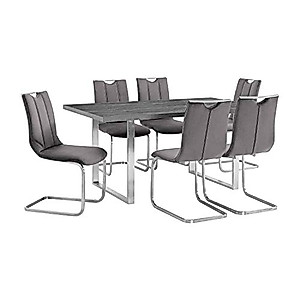 Armen Living Fenton and Gray Pacific 7 Piece Modern Rectangular Dining Set